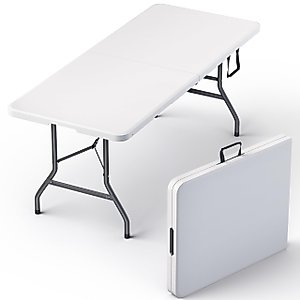 6 Feet Foldable Table with Built in Handle & Steel Legs | Heavy Duty Portable | Perfect for Party, Dining, Wedding, Events, Picnic Indoor, Outdoor, Camping, Utility, Temporary