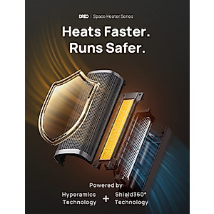 Dreo Space Heater for Bedroom, 70 ° Oscillation, Fast Heating Ceramic Electric with Digital Thermostat, Remote Control, 1-12H Timer, Overheat Protection, Safety Heater for Indoor Use Large Room