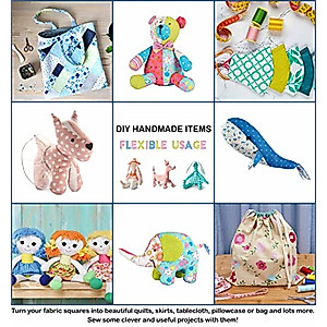 Soimoi 8 Pc Fat Quarter Bundle - Tropical Print 18"x 22" DIY Patchwork- 100% Cotton Pre-Cut Quilting Fabric (Green & Orange)