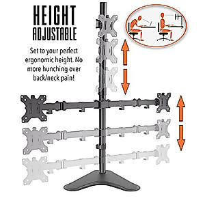Stand Steady Triple Monitor Desk Stand with Tabletop Base, for Home or Office Use, Height Adjustable Computer Monitor Stand with Full Articulation VESA Mounts, Fits Most LCD/LED Monitors 13-32 Inches