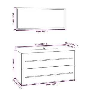 vidaXL Bathroom Set 3 Piece, Bath Sink Cabinet Bathroom Vanity Cabinet, Bath Basin Cabinet, Bath Sink Unit with Built-in Basin, Modern, Sonoma Oak