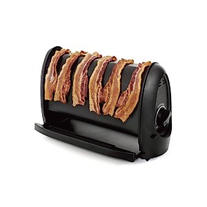 J-Jati Bacon cooker Maker Crispy Bacon Grill Non-Stick Crispy Bacon Home Bacon Maker Breakfast Crispy Bacon 6 strips bacon maker Black Removable Drip tray Bacon Cooker
