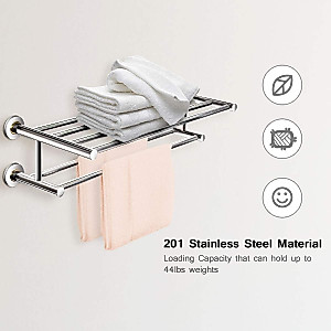 Casart 24'' Wall Mounted Towel Rack, Stainless Steel Towel Shelf, Modern Towel Holder for Kitchen, Bathroom and Hotel