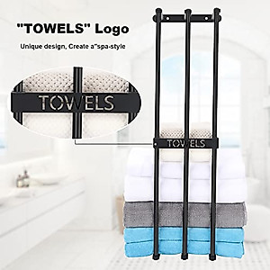Towel Rack Wall Mounted, Towel Holder for Bathroom Wall, Minimalist Design for 3 Bar Towel Racks, for Bathroom, Camper Vans and Camper，for Folded Large Towel – Black