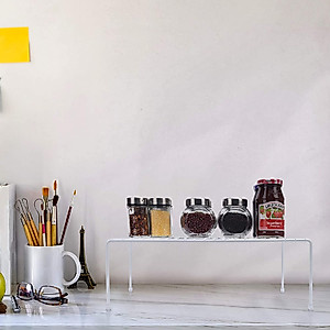 JBESUHI Set of 2 Large (16.1 x 10.2 Inch) Cabinet Storage Shelf Rack, Kitchen Shelves，Kitchen Counter and Cabinet Shelf, Storage Rack Organizer for Kitchen, Bathroom Cupboard (White)