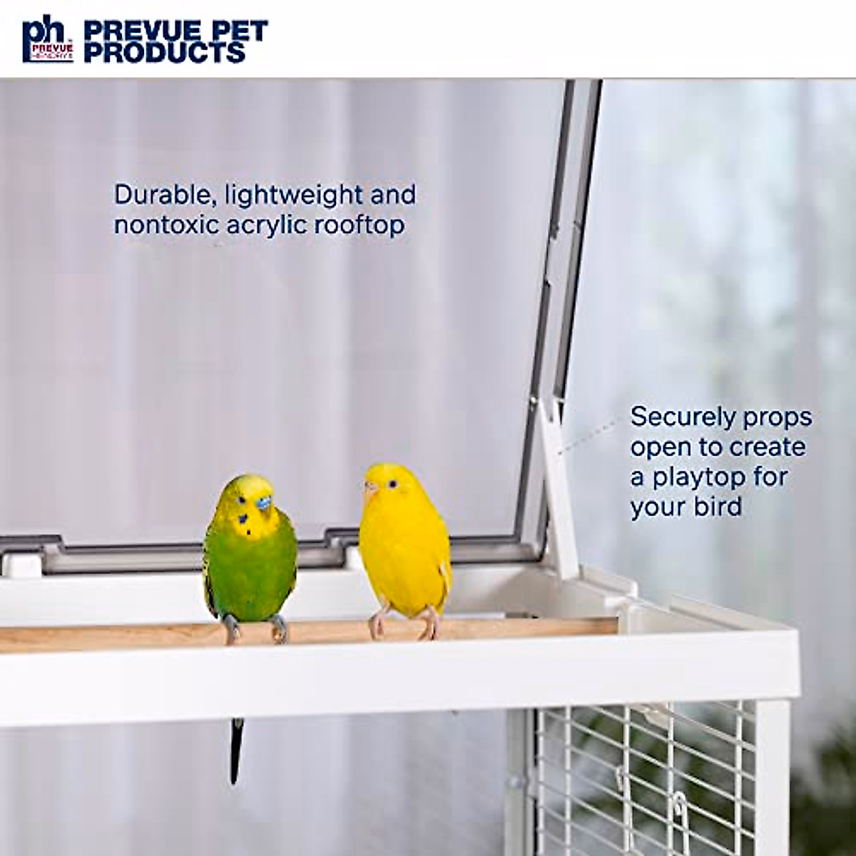 Prevue Pet Products Clear View Glass Bird Cage Crystal Palace for Small Birds - White Frame