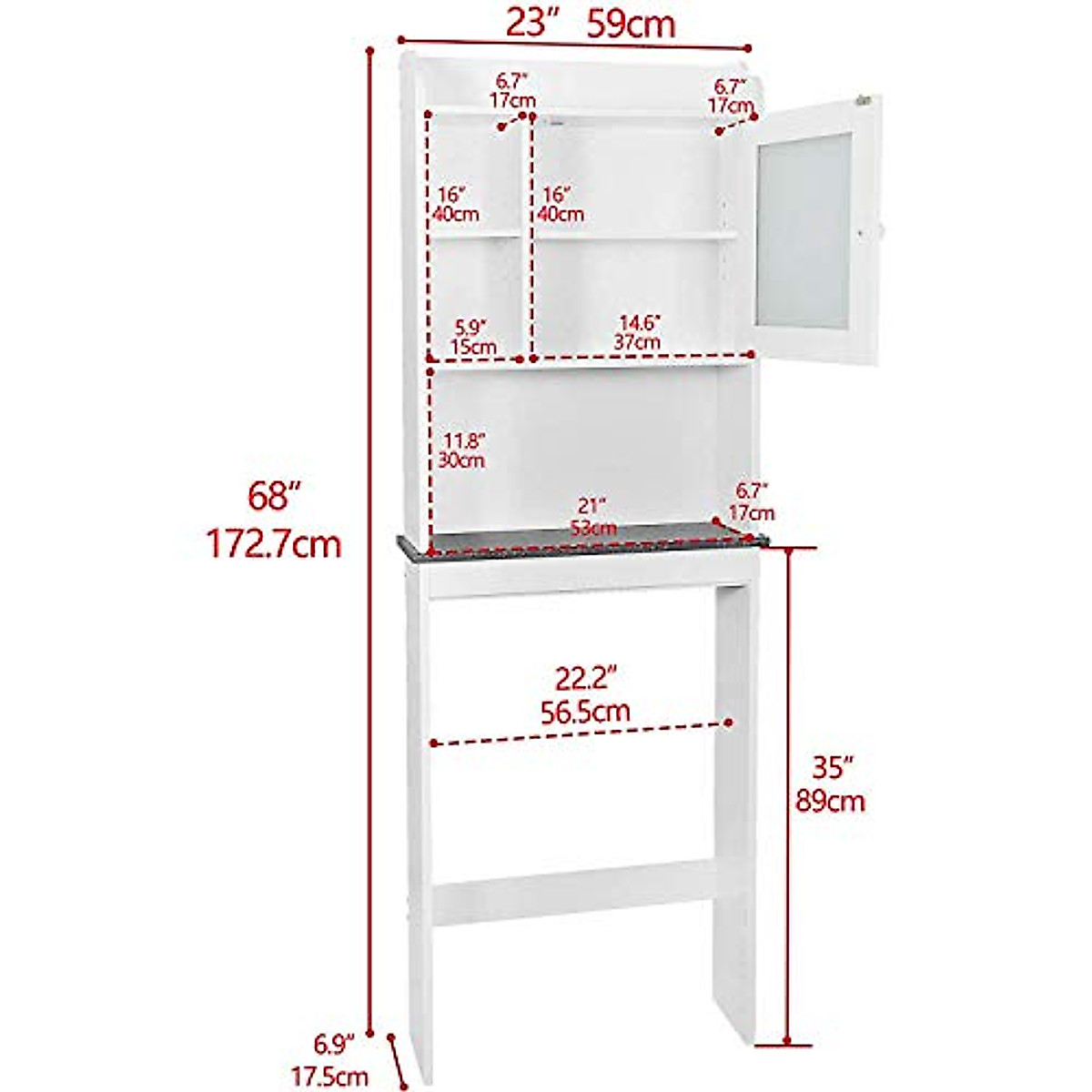 ZENY Over The Toilet Storage Organizer and Freestanding Cabinet with Adjustable Shelf & Storage Rack, Bathroom Space Saver Toilet Storage Cabinet, White