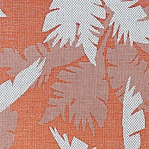 Couristan Monaco Indoor/Outdoor Area Rug for Patios, Decks, Kitchens, and Laundry Rooms, All-Weather, Pet-Friendly and Easy to Clean, Coastal Flora Pattern in Ivory-Orange, 5'3" x 7'6"