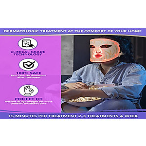 Dermal-Tech Light Therapy Face Mask Rejuvenation FDA Cleared PDT LED Facial Red Light Therapy Face & Neck Lift & Tightening Machine, Anti Aging, Dark Spot Remover Device (Flexible Silicom)