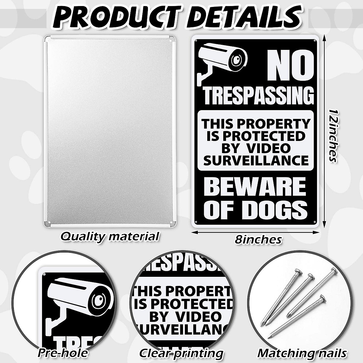Loopeer 2 Pieces Beware of Dog Sign for Fence Lawn Funny Warning Decor No Trespassing Sign Metal Rustproof Warning Signs Dog Warning Metal Tin Signs for Fence Garden Yard Signs Outdoor Indoor