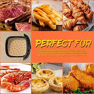 Numola 100 Pcs Air Fryer Parchment Paper Liners, 10 Inch Perforated Air Fryer Liners Disposable, Square Parchment Paper for Air Fryer, Non-Stick Steamer Liners for Oven, Microwave, Steaming Basket