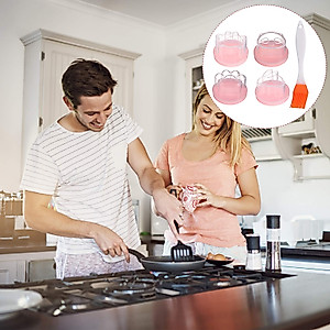 Hemoton 4pcs Egg Poacher Cups Egg Bites Mold Egg Steam Poacher Cooker Breakfast Cooking Utensil For Hard Boiled Poached Scrambled Eggs Kitchen Tools with Brush Pink