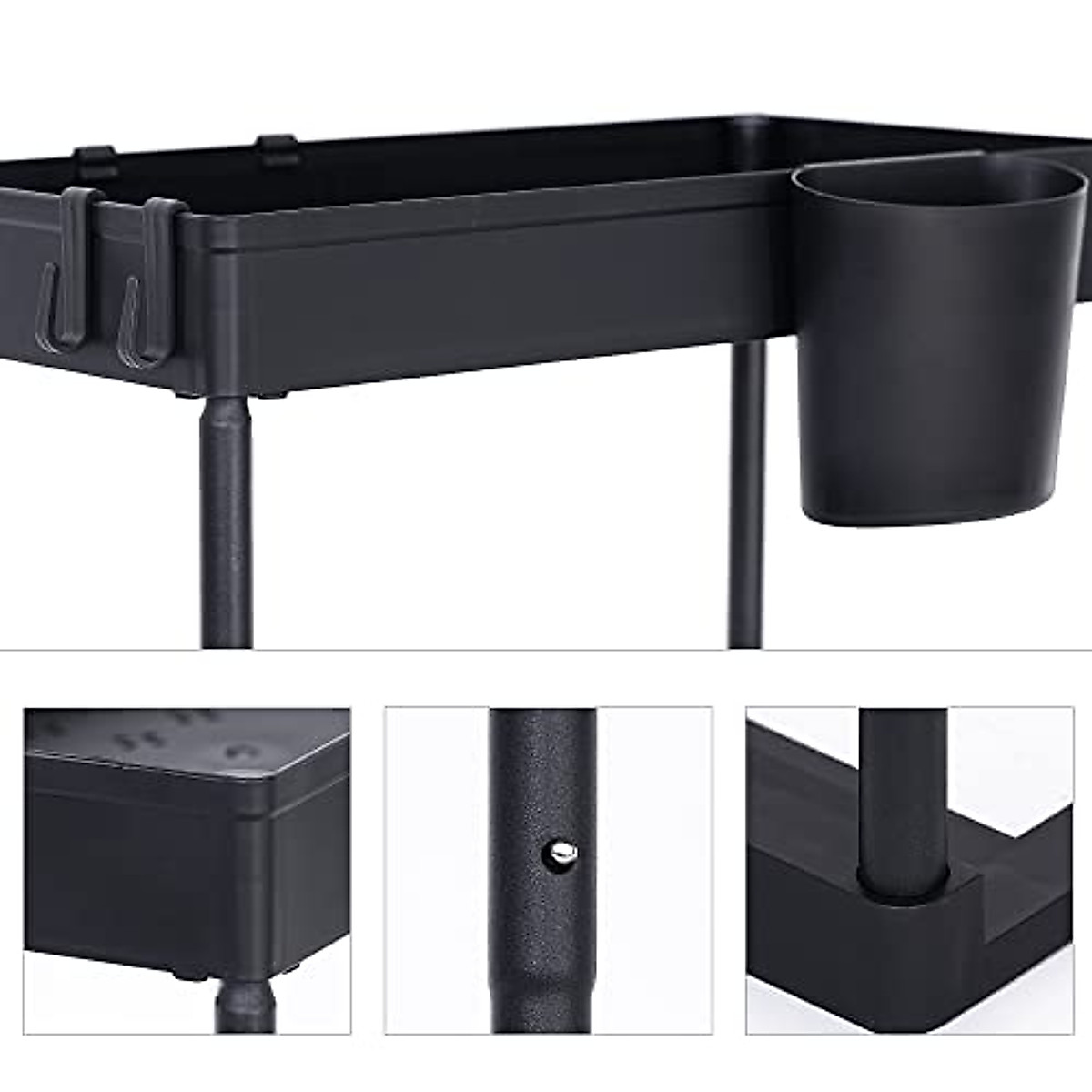 Height Adjustable Under Sink Organizers and Storage, 2-Tier Sliding Cabinet Organizer for Bathroom Kitchen Office (1)