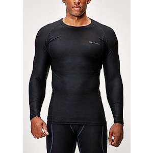 DEVOPS 3 Pack Men's UPF 50+ Long Sleeve Compression Shirts, Water Sports Rash Guard Base Layer, Athletic Workout Shirt (Large, Black-Charcoal-White)