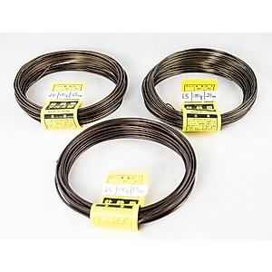 3 Mix 100 g/Roll Genuine Japanese Aluminum Dark Brown Bonsai Training Wire - 1.5 mm / 2.0 mm / 2.5 mm