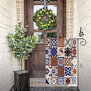 Double-sided garden flag Ceramic Moroccan Mexican Talavera Tiles Outdoor Flag Garden Flag Yard Outdoor Decoration （12×18in）.