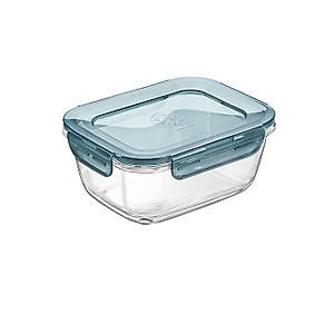 Bormioli Rocco Frigoverre Evolution Collection - 7 x 5.5 Inch Rectangle Container - 1 Liter (33.75oz) - Grey
