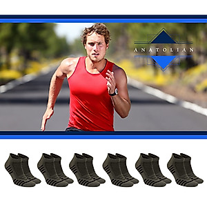 Ankle Socks with back Heel Tab for Men Low Cut Cool Comfort Fit Athletic Performance 6 pair pack (Army Green)