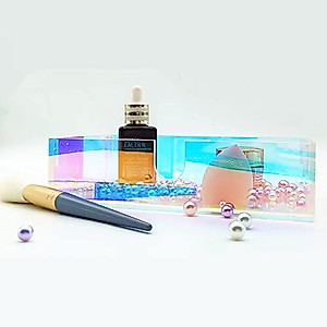 Pahdecor Iridescent Vanity Tray for Bathroom Countertop, Iridescent Home Decor, Decorative Skincare Tray, Bathroom Tray for Countertop, Skincare Organizer