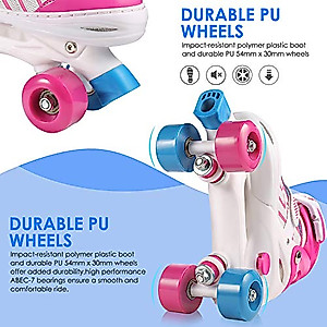 Hikole Kids Roller Skates for Girls and Boys, Toddler Skates with 4 Adjustable Size - Safe and Durable Quad Skates for Beginners,Perfect for Outdoor & Indoor Use