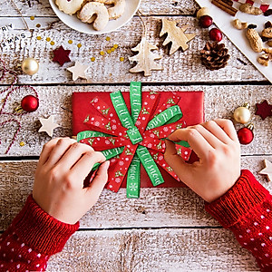 Vloso 20 Rolls 100 Yards Christmas Ribbon for Gift Wrapping,3/8 Inch Christmas Grosgrain Ribbon,Christmas Ribbon for Crafts DIY Holiday Christmas Decorations