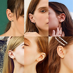 Ubjuliwa 27Pcs 16G Cartilage Earrings Stud Hoop for Women Stainless Steel Forward Helix Piercing Tragus Earrings Conch Piercing Jewelry Gold Tone