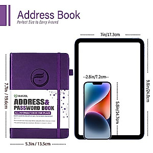 Address Book with Alphabetical Tabs, Hardcover Password Book, Address Organizer Keep Track of Phone Numbers, Special Days, Birthdays, Anniversaries and Notes (5.3'' x 7.7", Deep Purple)