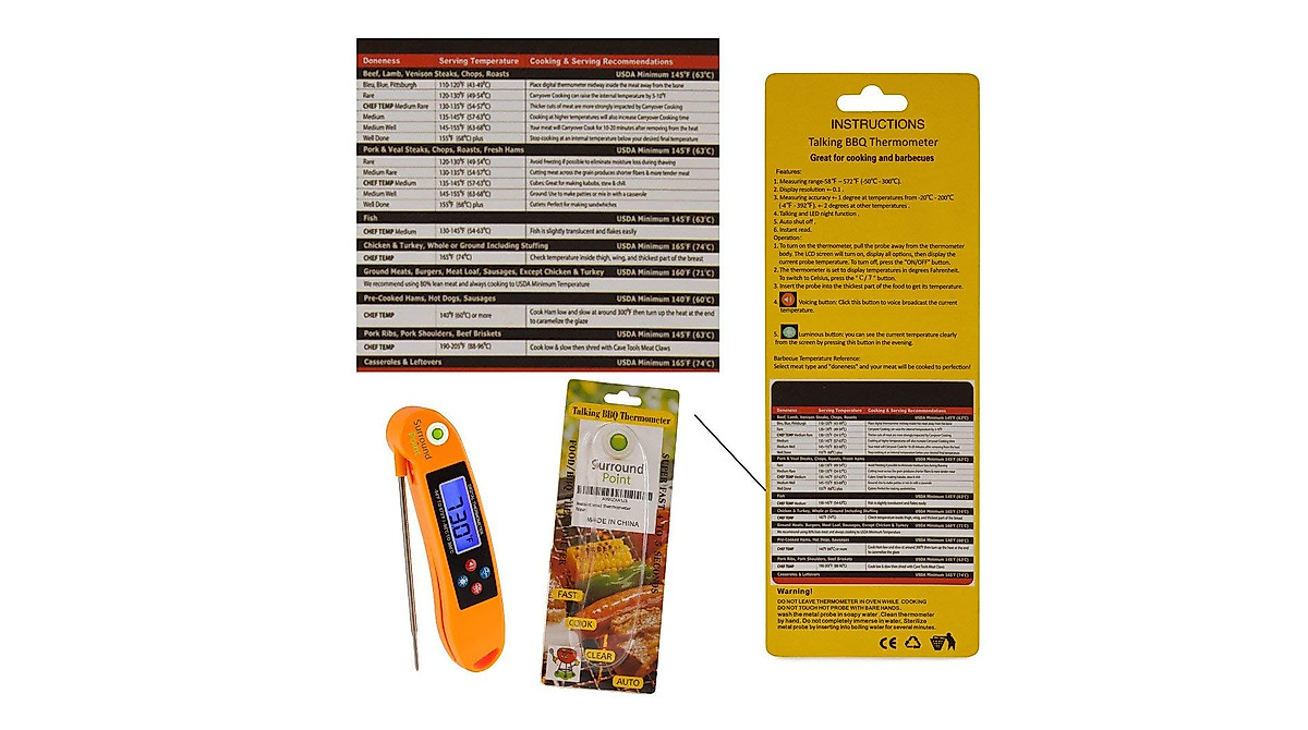Digital Talking Thermometer for BBQ & Cooking - Instant Read