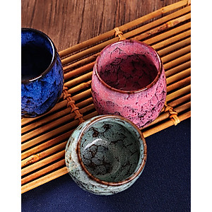 WHJY Ceramic Chinese kung fu tea cup, Japanese tea cups, Yerba mate cup set of 4, 150ml/5oz