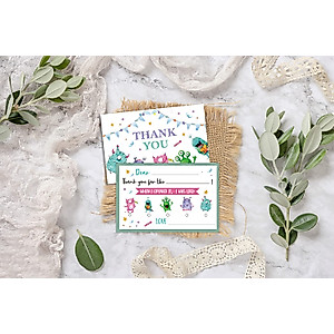 QOFO Cartoon Cell Fill in the Blank Thank You Cards,Bacteria Thank You Card,Gender Neutral Thank You Notes,For Boys Birthday Party,Event,or Holiday Use,Thank You Notes with Envelopes Set of 25-GXK13