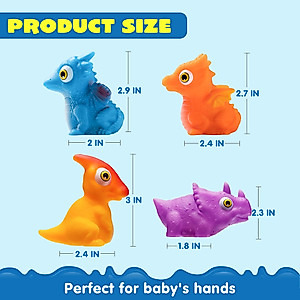 JOYIN 8Pcs Light Up Dinosaur Toys, Baby Bath Toy, Toddler Flashing Colourful LED Bathtub Toy, Bathtime Floating Soft Rubber Toy for Infant Boy Girl Birthday Gift Swimming Pool Party Favors Age 1 2 3