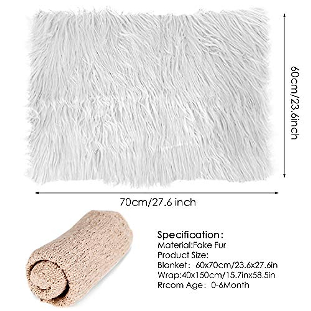 SPOKKI Newborn Photography Props Outfits 3 PCS Baby Long Ripple Wrap with and Toddler Swaddle Blankets Photography Mat with Cute Crochet Knitted Hat Costume (0-12 Month)