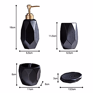 JINYISI Bathroom Accessory Set,5 Piece Ceramic Bathroom Accessories Set,Toothbrush Holder Set,Bathroom Sets Accessories (Black/White)