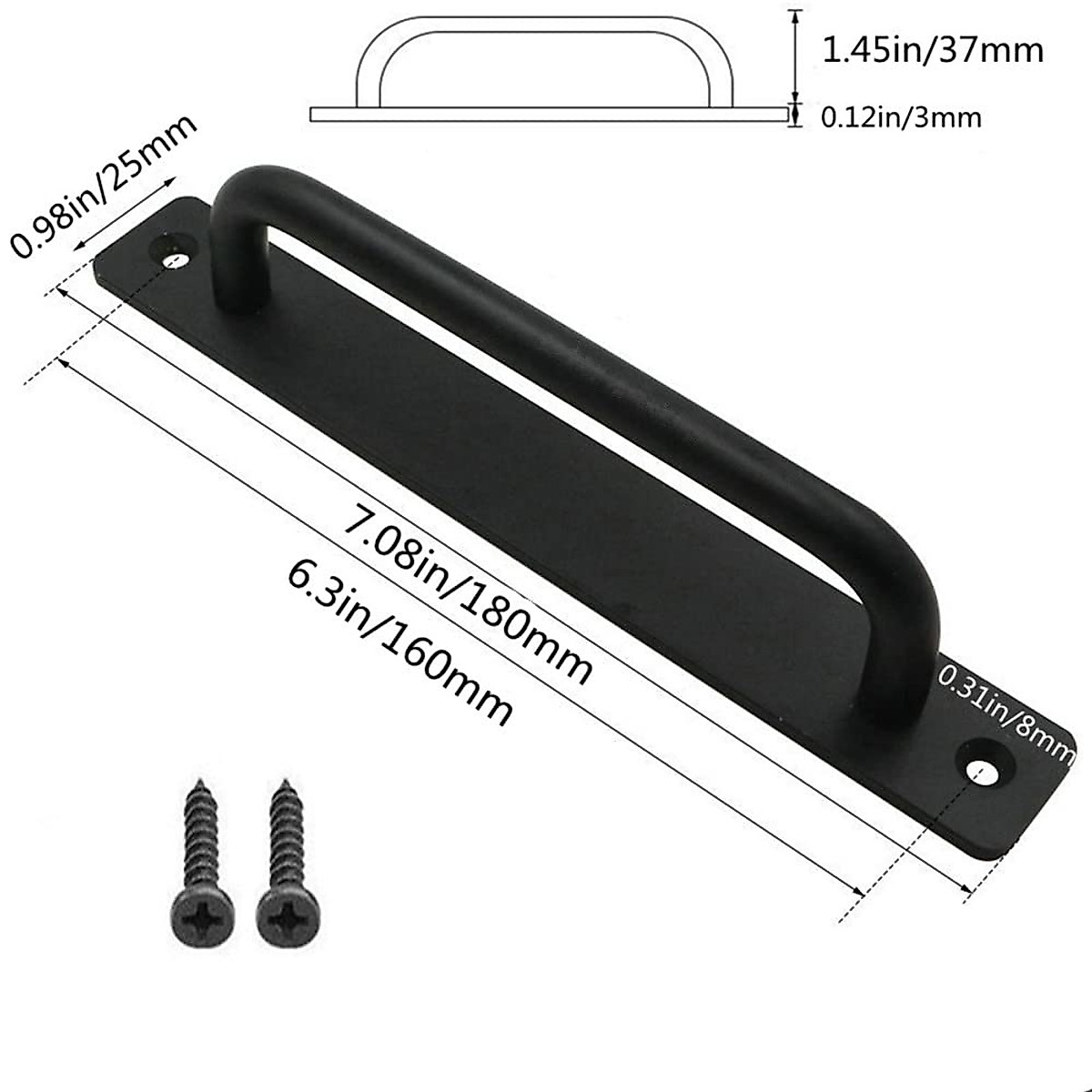 szhdxsy Pack of 2 Aluminium Alloy Sliding Barn Door Handle, Sliding Door Pull Handle,high Performance Handle, Cabinet Door Handles, Drawer knobs, Kitchen Handles,Cabinet Door knobs，Black