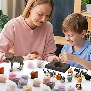 72pcs 7.6 oz Needle Felting Wool- 24 Dark Colors Nature Fibre Wool Yarn Roving Needle Felting Hand Spinnings for Wool Felting Yarn Supplies DIY Craft Materials, 3g/Pack