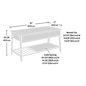 Sauder North Avenue Lift-top Coffee Table, L: 37.01" x W: 17.01" x H: 18.07", Smoked Oak Finish