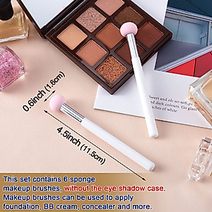 PAGOW 6pcs Sponge Makeup Applicator With Handle, Sponge Eyeshadow Applicators Makeup, Eyeshadow Sponge Brush, Cotton Eye Makeup Eyeshadow Brushes for Women Girls (4.5 inch Long) Washable