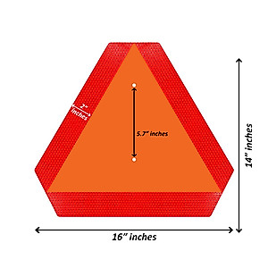 Ignixia Slow Moving Vehicle Sign, Rust free Aluminium Slow Moving Vehicle Triangle signs, 14”x 16” Inches Orange base with Reflective border, SMV Sign for Golf Cart, UTV, safety signs