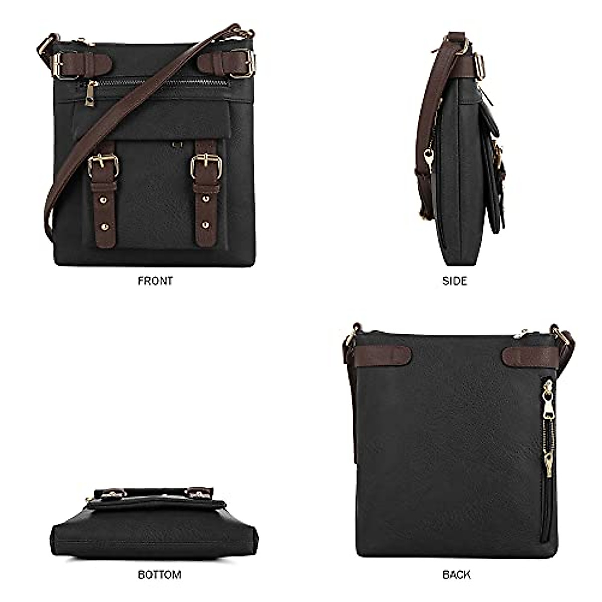 Jessie & James 2 Toned Belt Concealed Carry Crossbody Bag Gunbag Shoulder Purses For Women with Lock and Key | Black