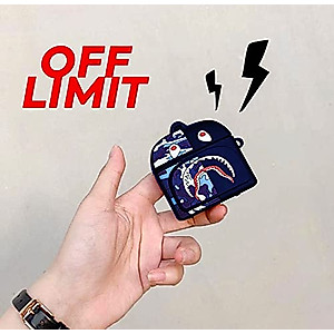 Bolod Designer Cases Made of Silicone for Airpods 1&2, Protective Cartoon Fashion Cases (Airpods 2&1, Black & Deep Blue)