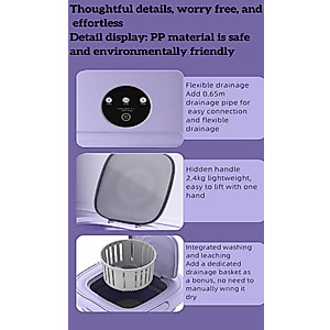 Portable washing machine.mini washing machine.11L high-capacity foldable washing machine.Deep cleaning of small clothing such as underwear and baby clothes.Suitable for camping and hotel (purple)