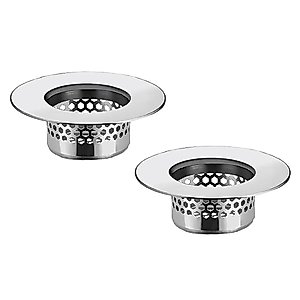Much Hotter Bathroom Sink Strainer (2 Pack), Bathtub Drain Cover Lavatory Sink Drain Strainer Hair Catcher for Laundry Utility RV Sink, Stainless Steel Drain Filter. Fit Hole Size from 1.25" to 1.60"