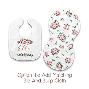 Girls Love A Monogram - Floral Pink Blushing Baby Blankets for Girls - Custom Baby Blankets for Girls
