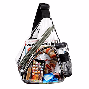 HULISEN Clear Sling Bag, Clear Bag Stadium Approved, Transparent Shoulder Crossbody Backpack Chest Casual Daypack
