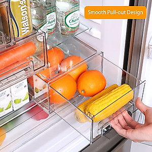 Moretoes 2 Pack Fridge Organizer Bins, Fridge Drawer Organizer Stackable Pull Out Storage Bins for Storage Clear for Food, Drinks, Vegetable Storage, Medium