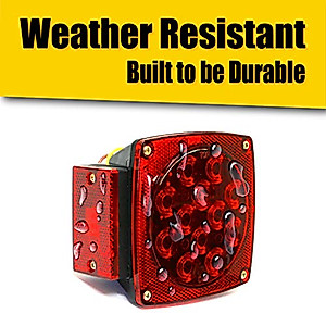 MAXXHAUL 70205 Trailer Light Kit - 12V All LED, Left and Right Waterproof Submersible for Trailers, Boat Trailer Truck Marine Camper RV Snowmobile, Red