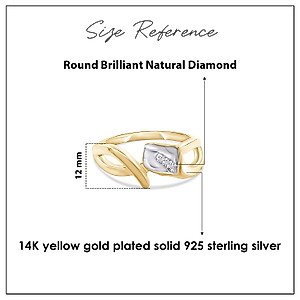 Wishrocks Round Cut White Natural Diamond Accent Calla Lily Ring Jewelry For Women In 14K Yellow Gold Over Sterling Silver (Color- I-J, clarity- I2-I3) Ring Size- 7.5