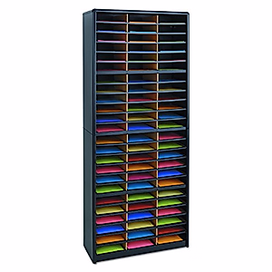 Safco Products Value Sorter Literature Organizer, 72 Compartment 7131BL, Black, Commercial-grade Steel Shell, Fiberboard Shelves, Value-priced