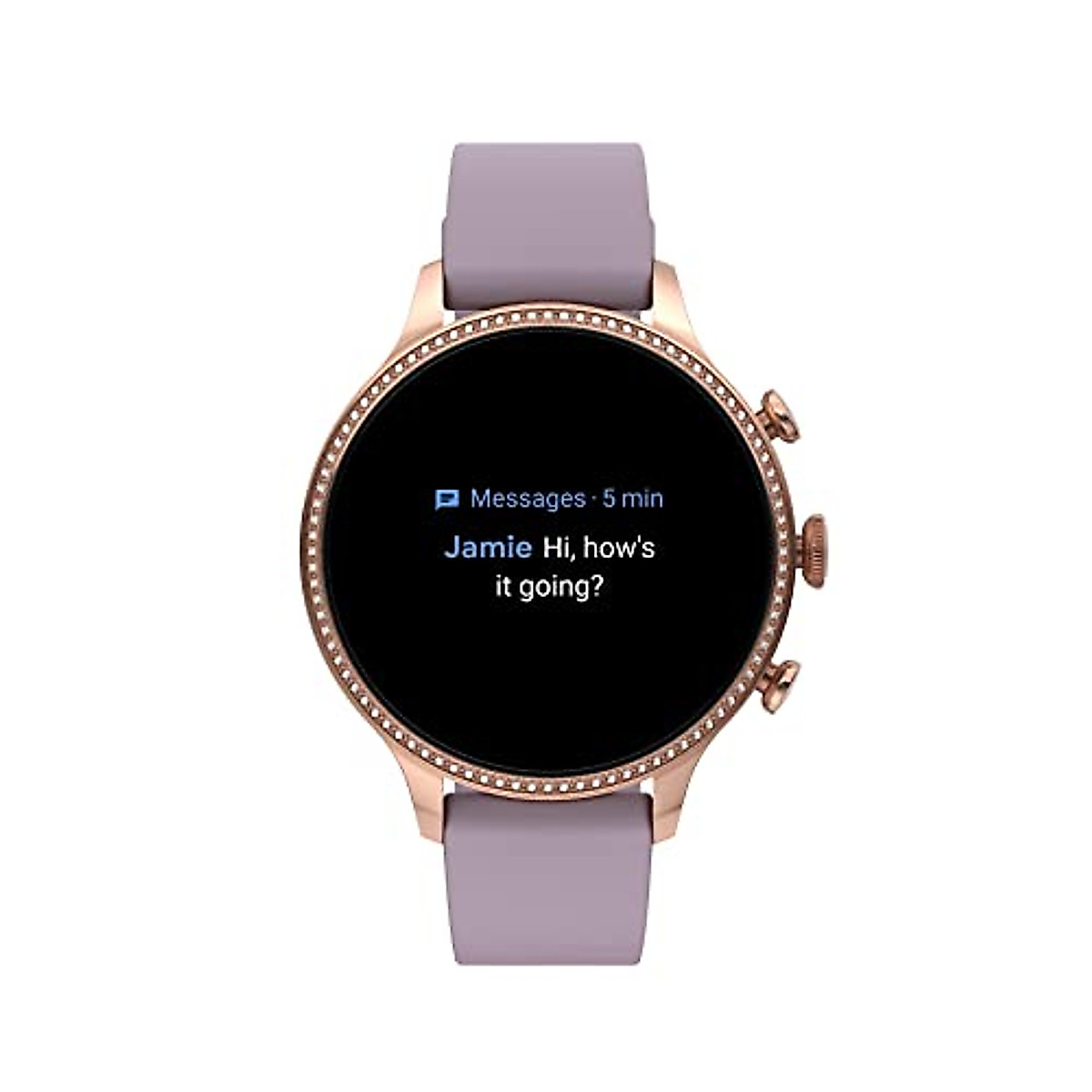 Fossil Unisex Gen 6 42mm Stainless Steel and Silicone Touchscreen Smart Watch,Fitness Tracker, Color: Rose Gold, Purple (Model: FTW6080V)