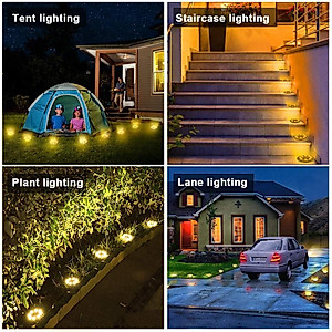 Solar Powered Ground lights 12 Pack,Waterproof LED Solar Lights Outdoor Solar Disk Lights Decorative,Solar Garden Lights for Landscape Pathway Patio Yard Walkway Path Lawn Driveway Lighting Warm White